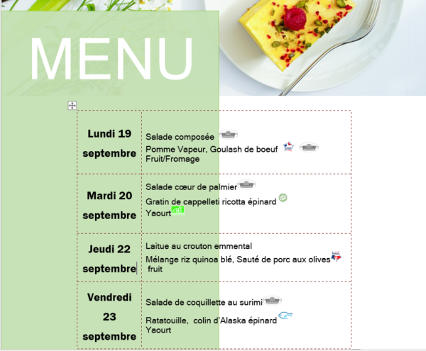 Menus de la cantine scolaire du 19 au 23 septembre 2022 | Mairie de ...